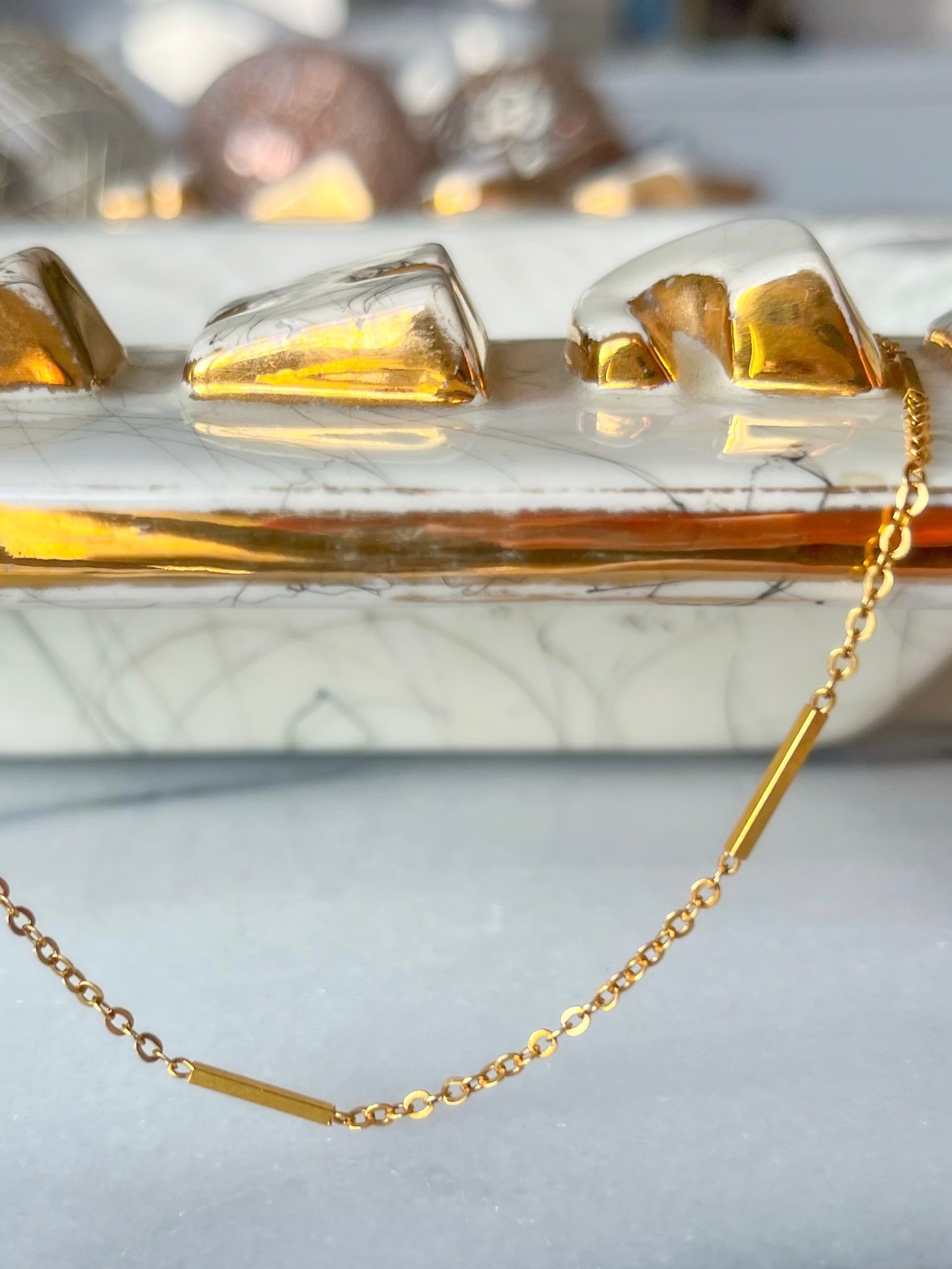 Vintage 18k Yellow Gold Bar Chain 16 Inch Necklace – C&B Vintage ...